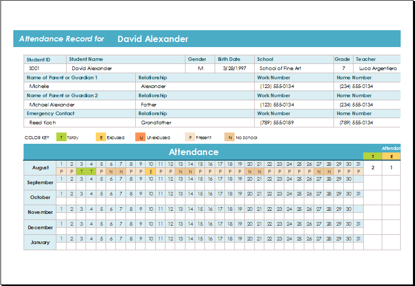 Student Attendance Record & Report Spreadsheet | Word & Excel Templates Student Attendance Record & Report Spreadsheet | Word & Excel Templates
