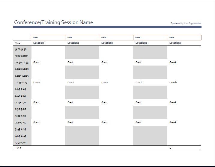 Business Event Schedule Template | Excel Templates Business Event Schedule Template | Excel Templates