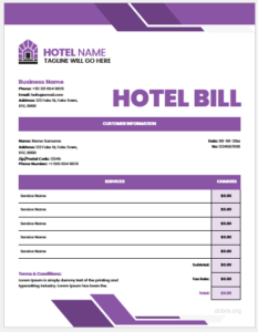 Hotel Invoice Templates for MS Word & Excel | Download