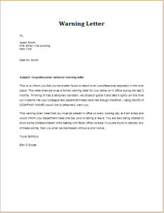 5 Warning Letter Sample Templates | Excel Templates